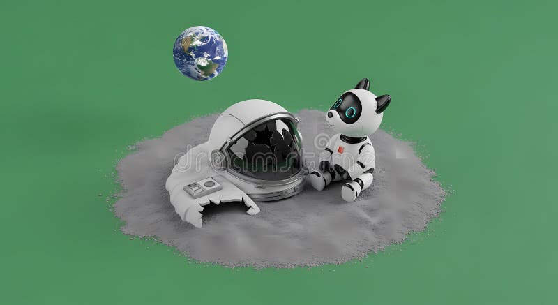 Astronaut Helmet Panda Toy Earth Orbiting Green Screen Concept Stock ...
