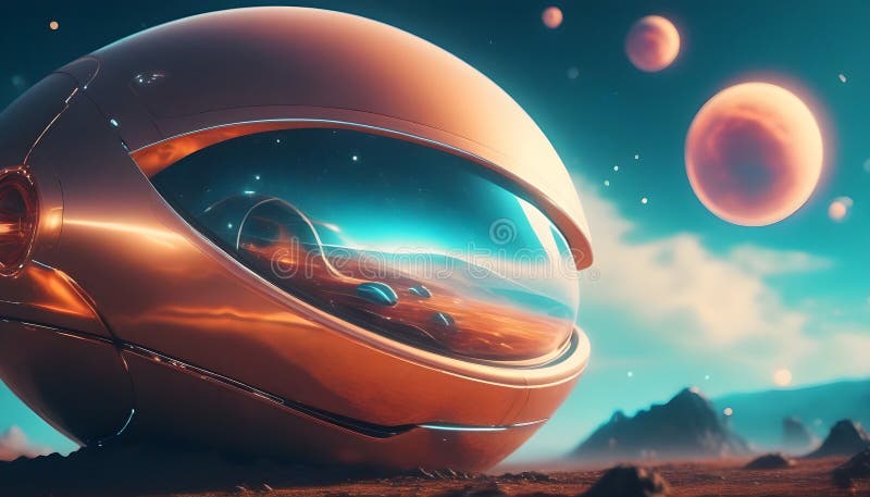 Astronaut Helmet on Planet Surface. 3d Render Illustration Stock Image ...