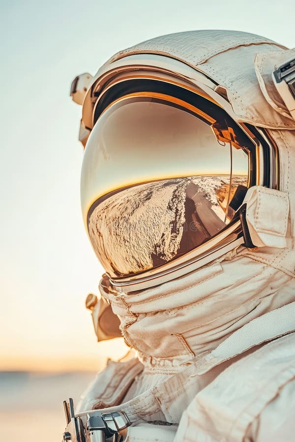 Astronaut Helmet Reflecting Earth Outer Space View Stock Photos - Free ...