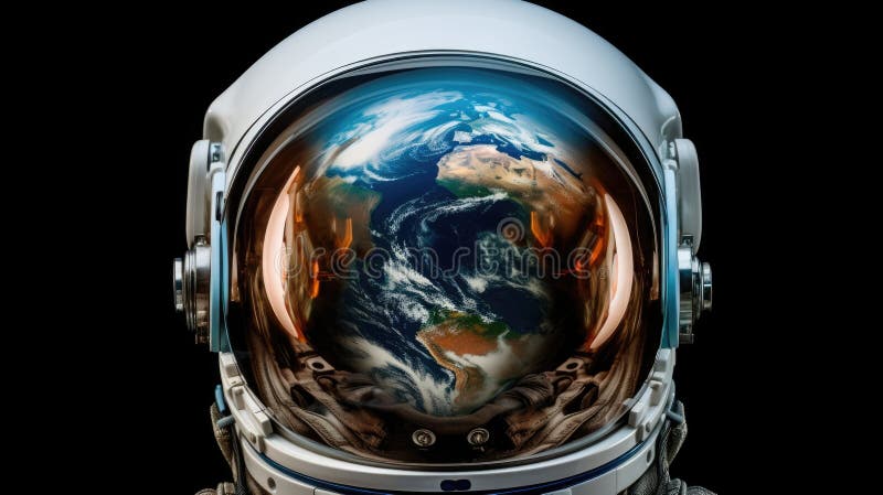 Astronaut Helmet with the Reflection of the Planet Earth and Stars in ...
