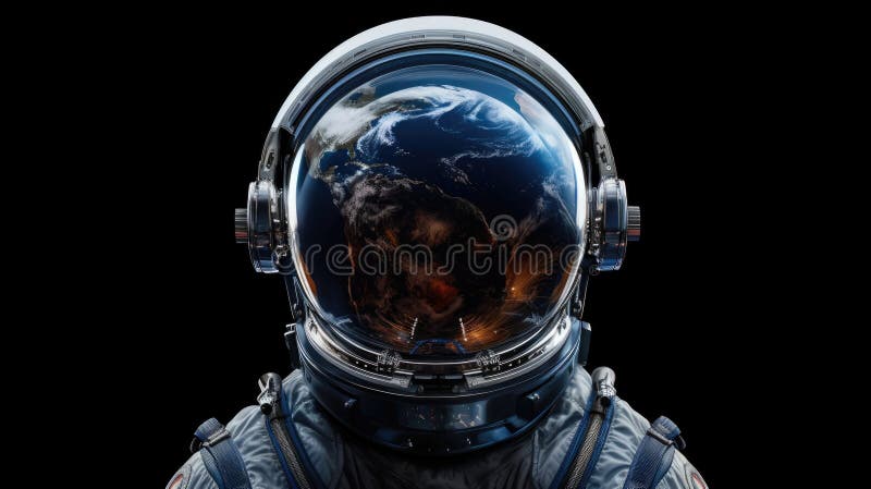 Astronaut Helmet with the Reflection of the Planet Earth and Stars in ...