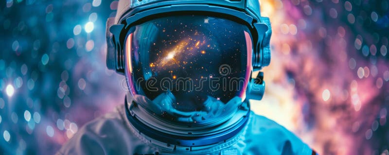 Astronaut Helmet with Reflections of Space Stock Image - Image of ...