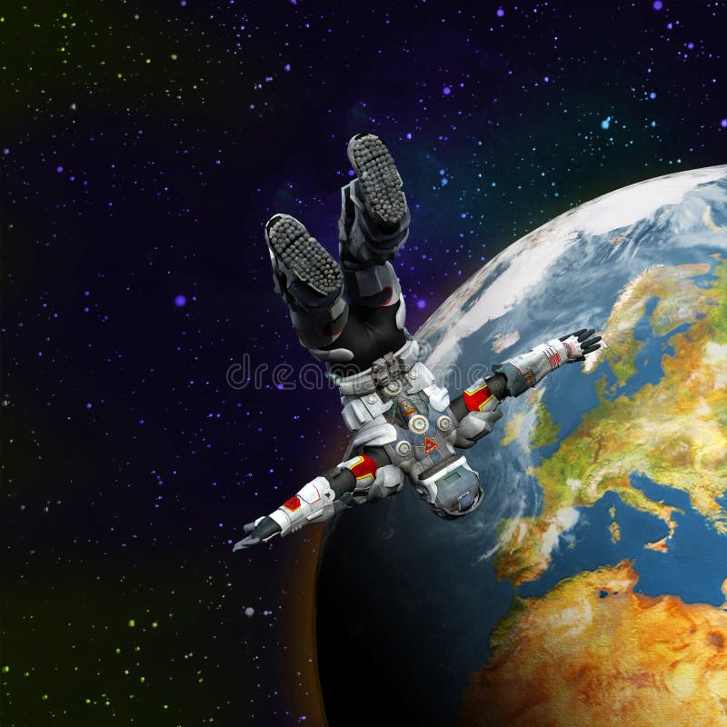 Astronaut Hero Thinking about Stock Illustration - Illustration of ...