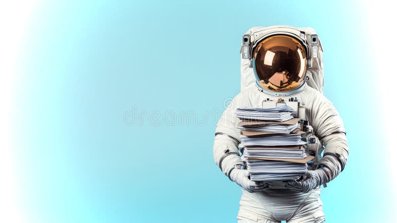 Astronaut Holding Documents in a Space-inspired Environment Showcasing ...