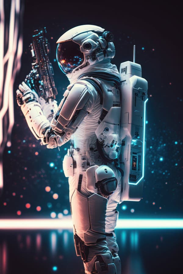 Astronaut Holding a Gun in His Hands. Generative AI Stock Illustration ...