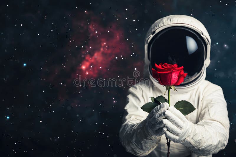 An Astronaut Holding a Gift Box on the Moon, . Generative AI Stock ...