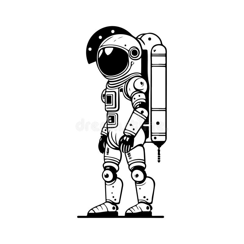 Astronaut Icon Hand Draw Black Colour Space Logo Symbol Perfect Stock ...