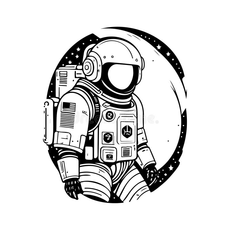 Astronaut Icon Hand Draw Black Colour Space Logo Symbol Perfect Stock ...