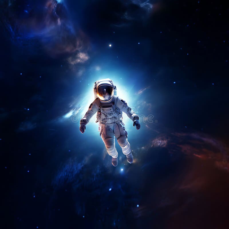 An Astronaut Illuminated by the Soft Radiance of the Moon, Floating ...