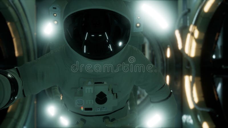 8K Astronaut Inside the Orbital Space Station Stock Illustration ...