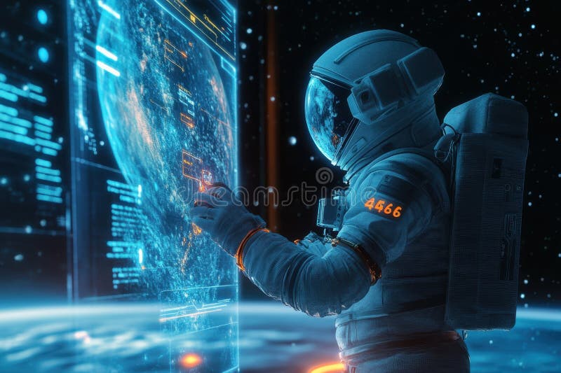 Astronaut Interacts with Advanced Holographic Display in Space ...