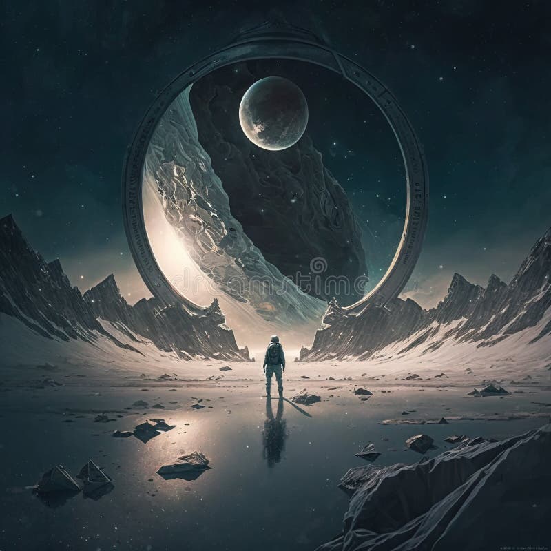 An Astronaut on an Interstellar Travel. Generative AI Stock ...