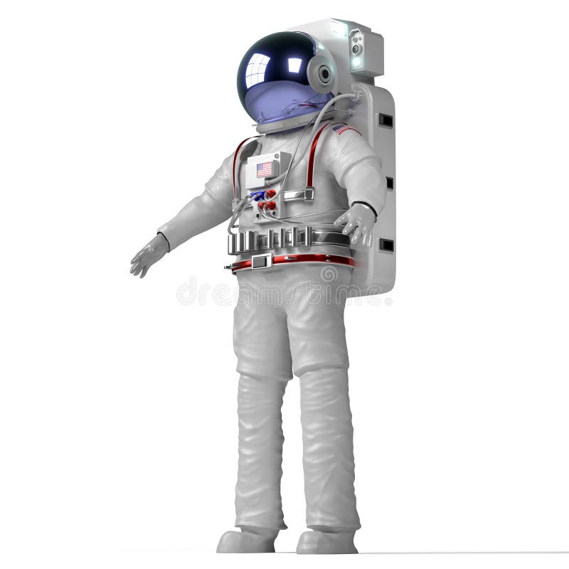 Astronaut Isolated on White Background, Back View Stock Illustration ...