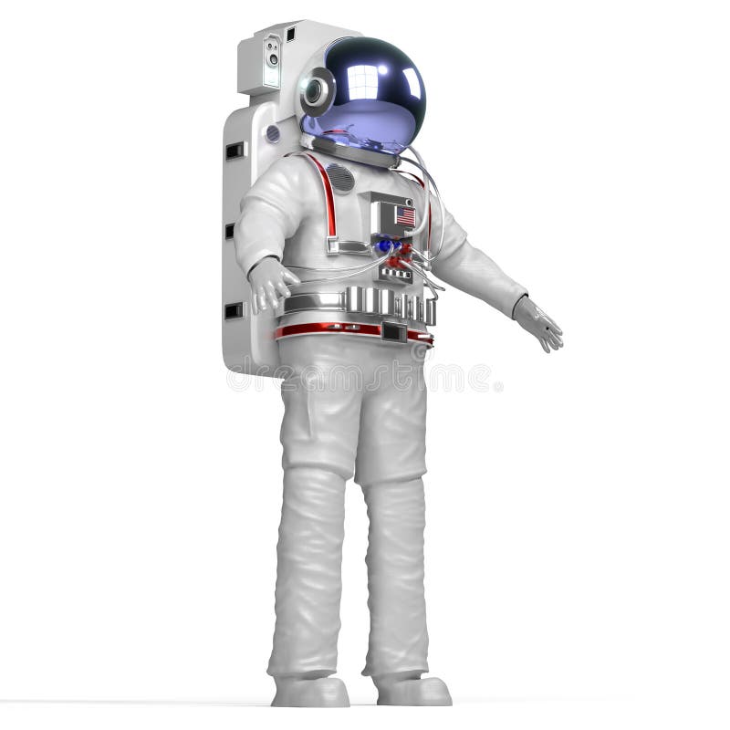 Astronaut Isolated on White Background, Back View Stock Illustration ...