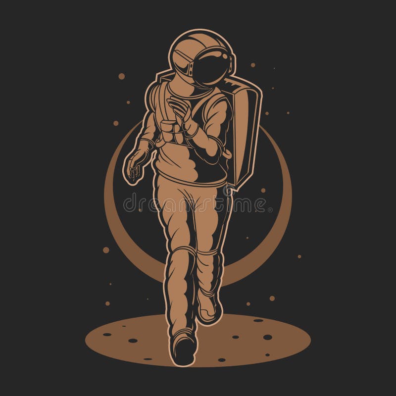 Astronaut Jogging on Space Vector Illustration Stock Vector ...