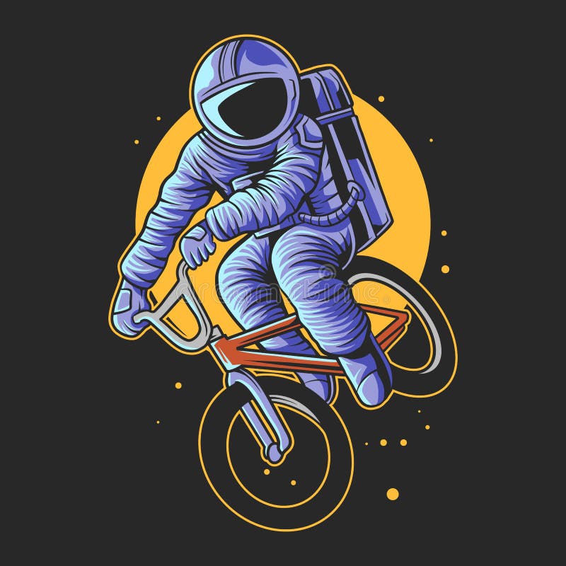 Astronaut Jump with Bmx Bikes Over the Moon Vector Illustration Stock ...