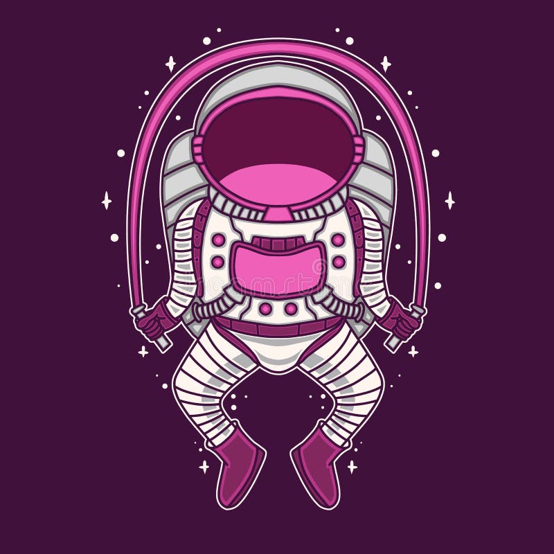 Astronaut Jumping with Rope on Space Vector Illustration Stock Vector ...