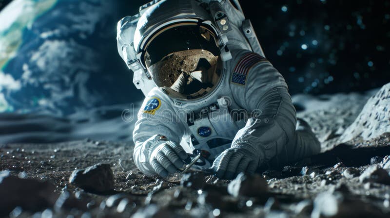 Astronaut Collecting Samples Moon Ai Generated Stock Photos - Free ...