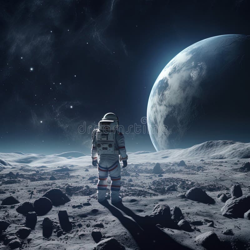 The Astronaut, Looking Back at the Bottomless Lunar Surface during an ...