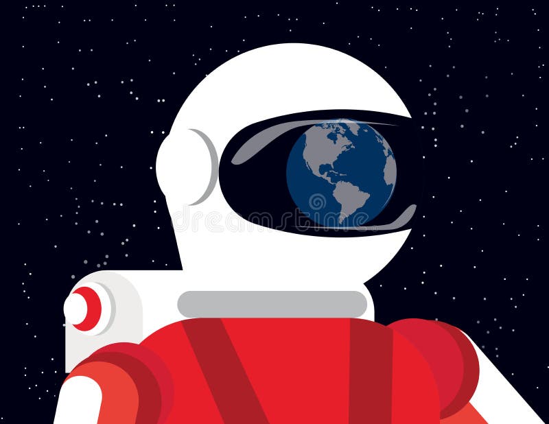 Astronaut Looking at the Earth, Concept Technology Vector Illustration ...