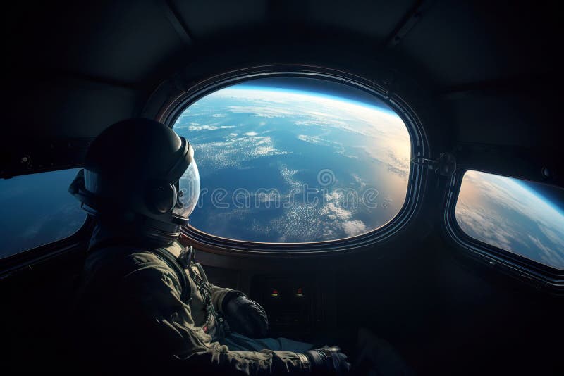 Astronaut Looking at the Earth Stock Illustration - Illustration of ...