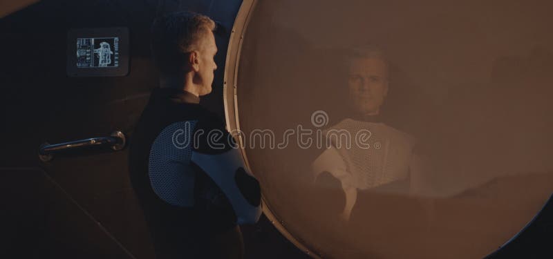 Astronaut Looking Out of Window of Mars Base Stock Photo - Image of ...