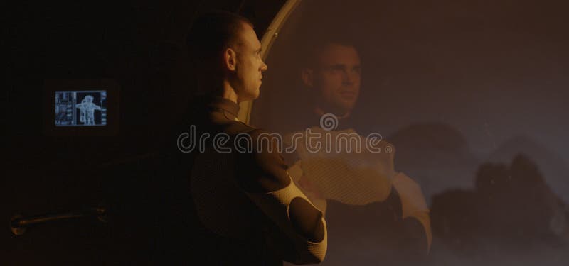 Astronaut Looking Out Window of Mars Base Stock Image - Image of ...