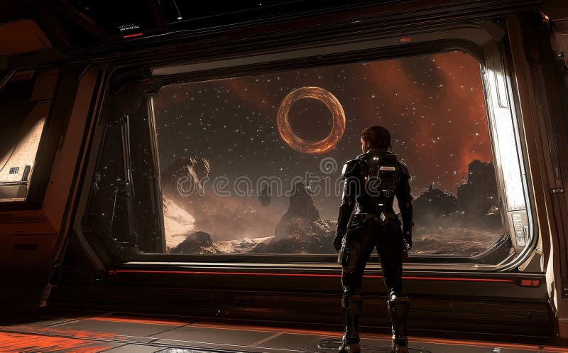 An Astronaut Looks at a Black Hole and Event Horizon. Elements of the ...