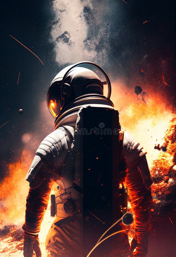 Astronaut Looks at the Explosion of Stars in Space. AI Generated Stock ...