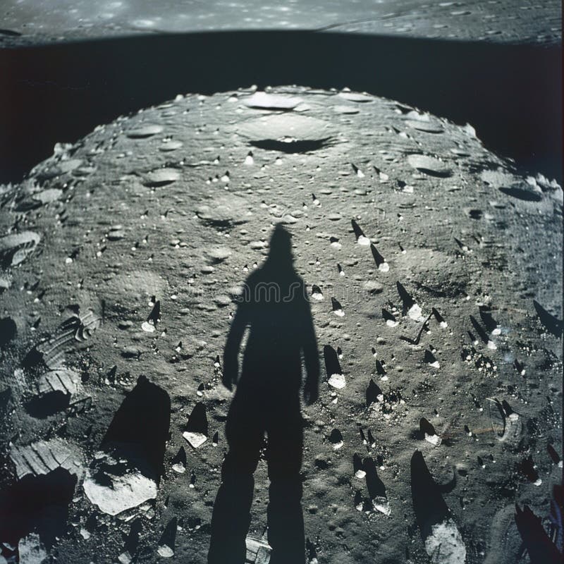 Astronaut in Lunar Shadow, Moons Mysterious Silhouette Stock ...