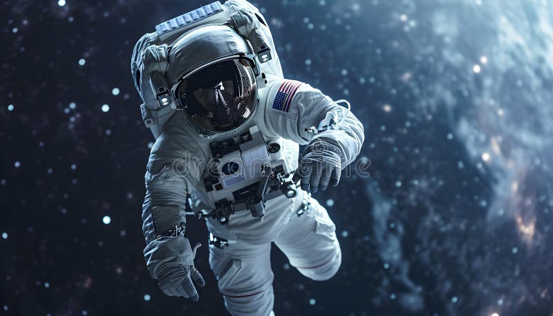Astronaut Man in Space Suit Floating in Space Stock Illustration ...