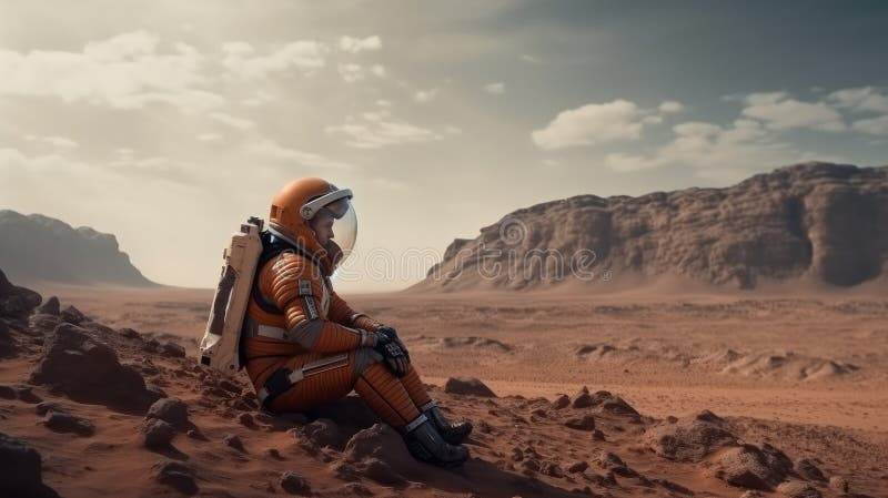 Astronaut on Mars. Space Exploration, Colonization. Generative AI Stock ...