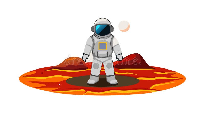 Astronaut on Mars, Space Exploration Mission Icon, Vector Design ...