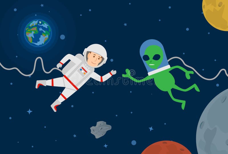 Astronaut Contact with Alien in Space Vector Stock Vector ...