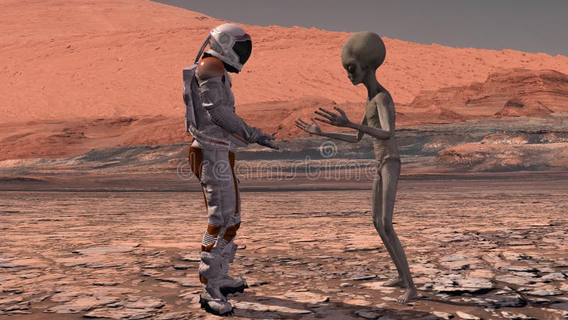 Astronaut Contact with Alien in Space Vector Stock Vector ...