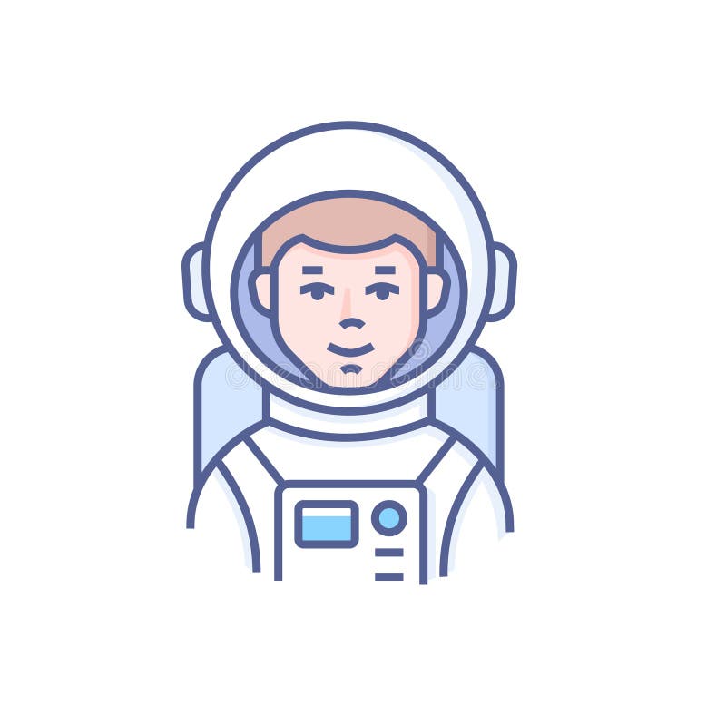 Astronaut - Modern Line Design Style Icon on White Background Stock ...