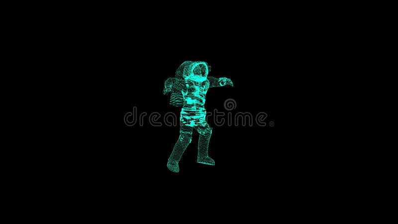 Astronaut in Modern Scaphandre from Many Small Particles is in the ...
