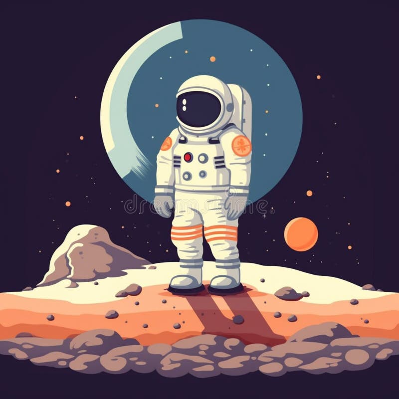 Astronaut on the Moon Background Cartoon Illustration Stock ...