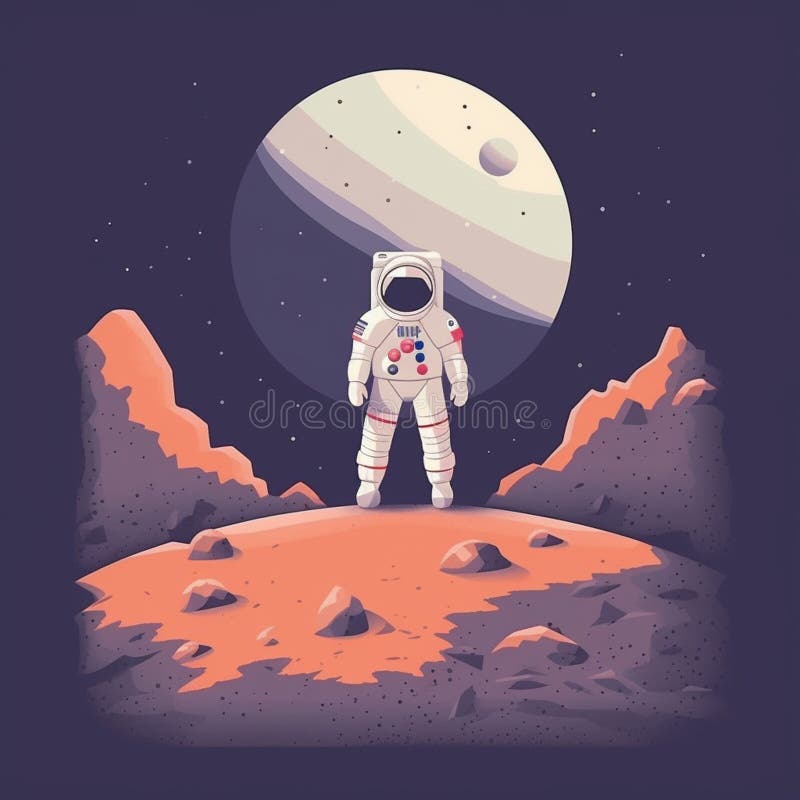 Astronaut on the Moon Background Cartoon Illustration Stock ...