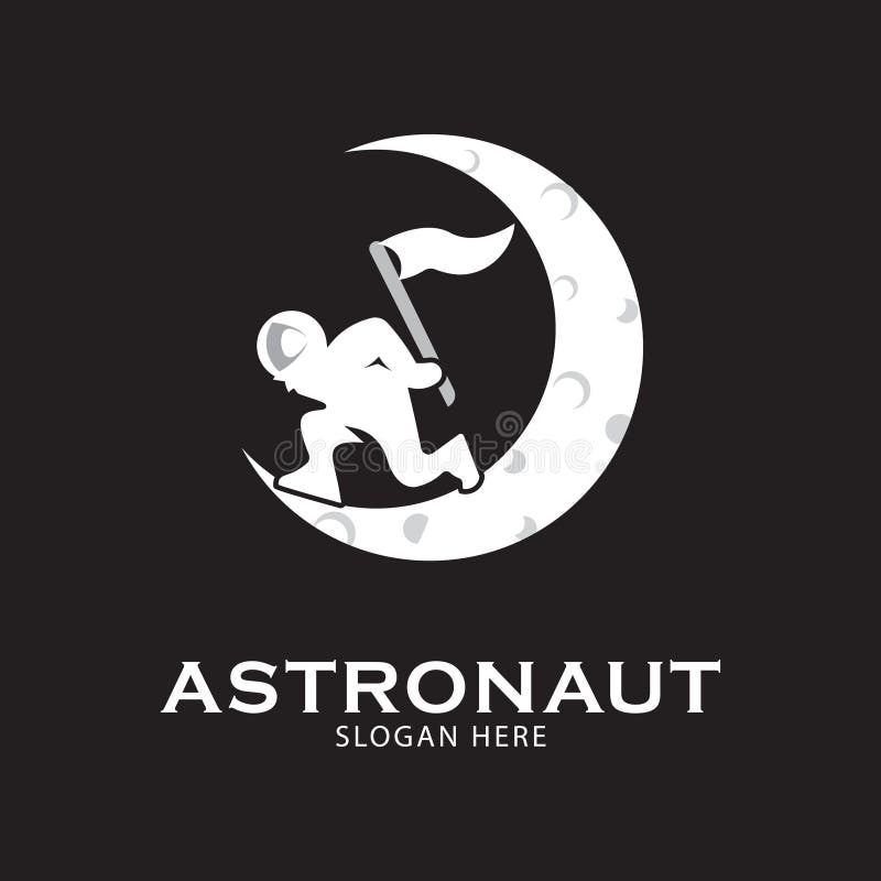 Astronaut Logo Design Inspiration with Moon and Space Illustration ...