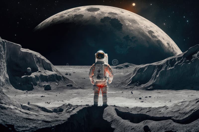 Astronaut on the Moon Looking Towards a Distant Earth Generative AI ...