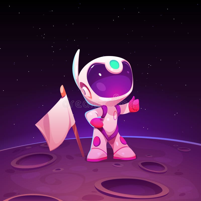 Astronaut on Moon, Space Explore, Colonization Stock Vector ...