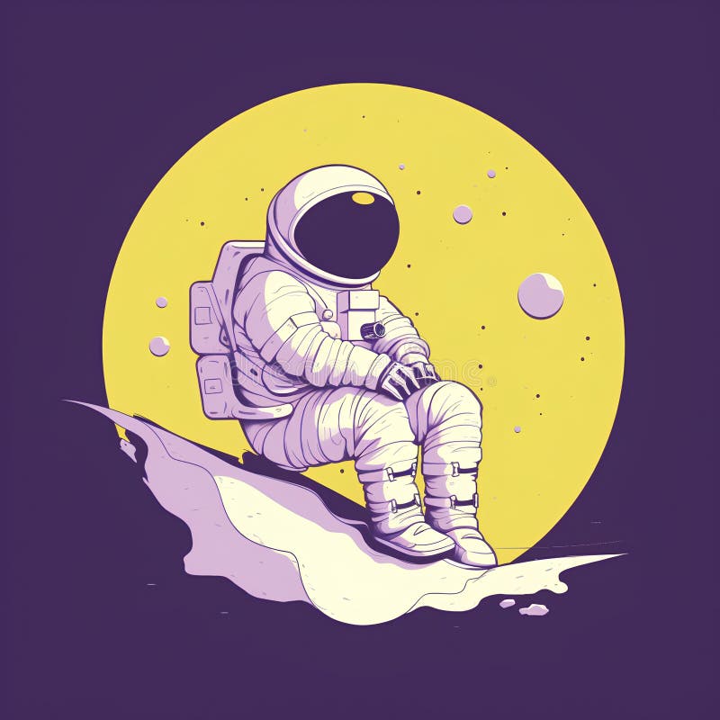 Astronaut on the Moon. Vector Illustration of Astronaut in Space Stock ...