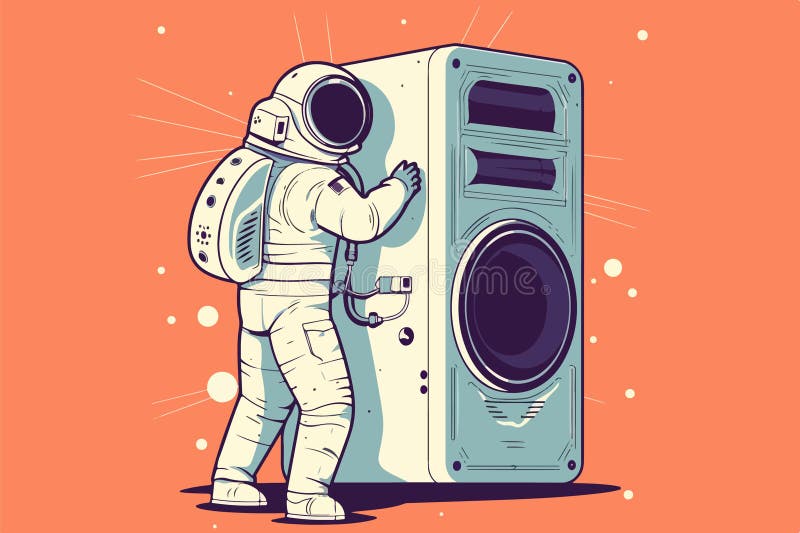 Astronaut Music Lover Vintage Vector Stock Vector - Illustration of ...
