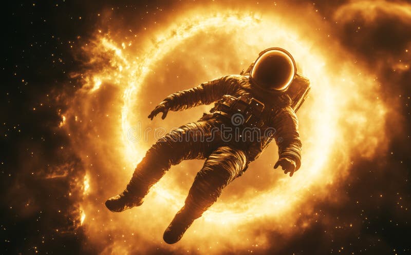 Astronaut Observes Giant Black Hole. 5K Realistic Science Fiction Art ...