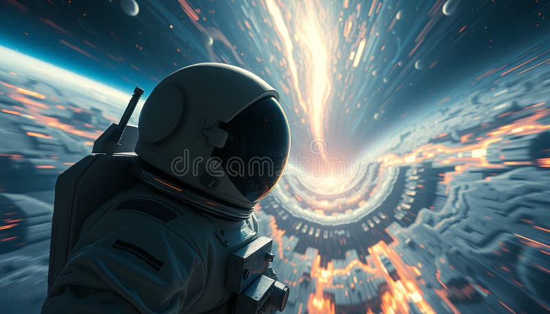 Astronaut Observing a Time Distortion Rift in Space Caused by a Quantum ...