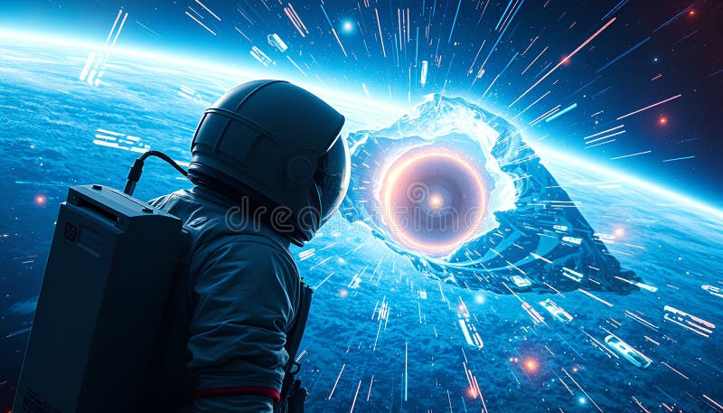 Astronaut Observing a Time Distortion Rift in Space Caused by a Quantum ...