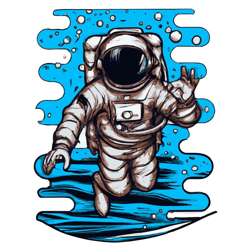 Astronaut in the Ocean Comic Vector Style Stock Vector - Illustration ...