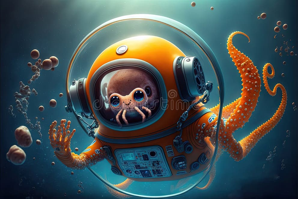 Astronaut Octopus in Space Illustrations Generative Ai Stock ...