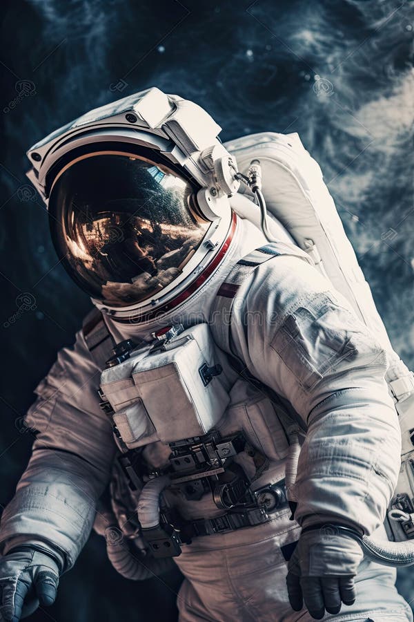 An Astronaut in Outer Space To Pray To the Lord. Cosmonaut with His ...